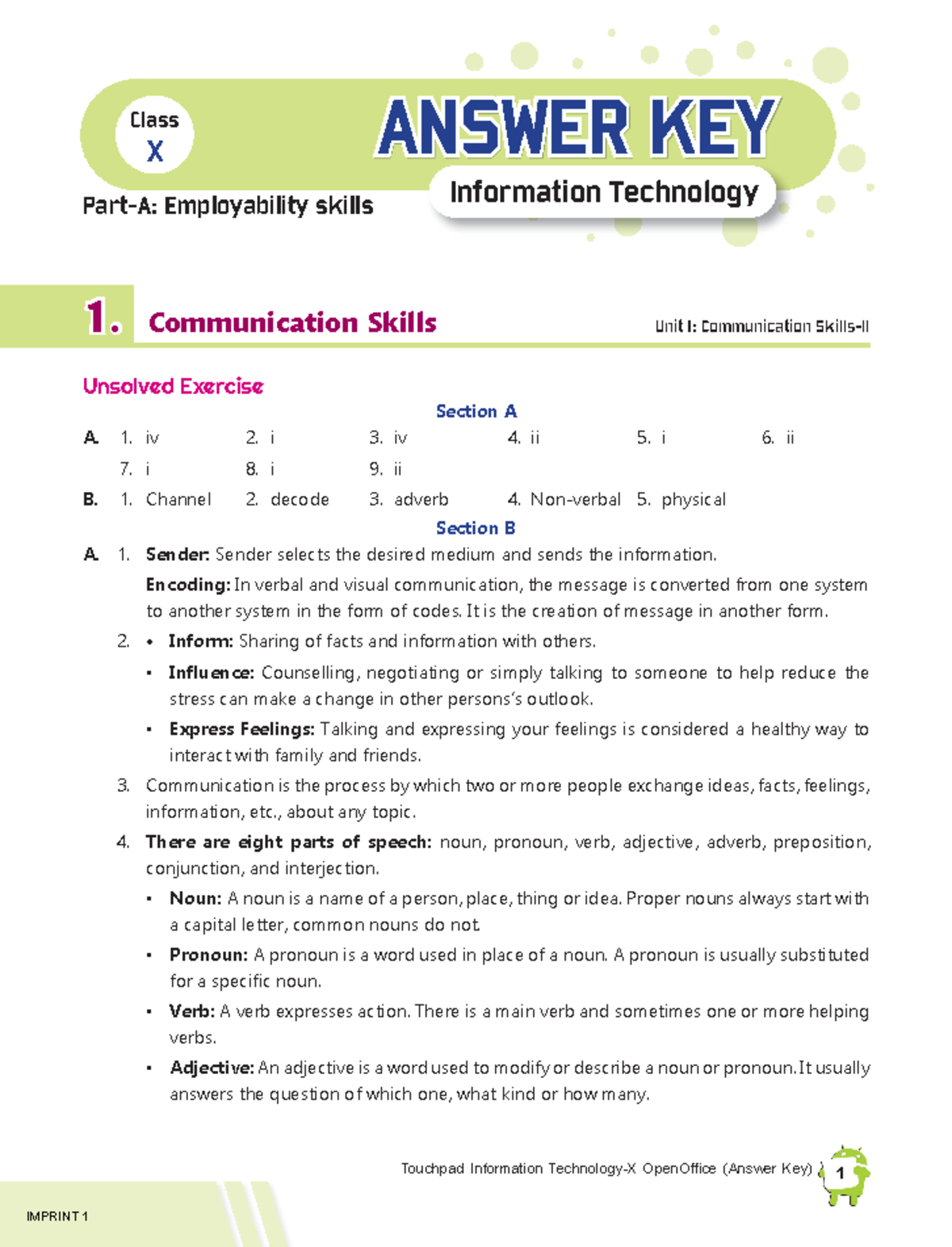 Class 10 part A - Touchpad Information Technology-X OpenOffice (Answer ...
