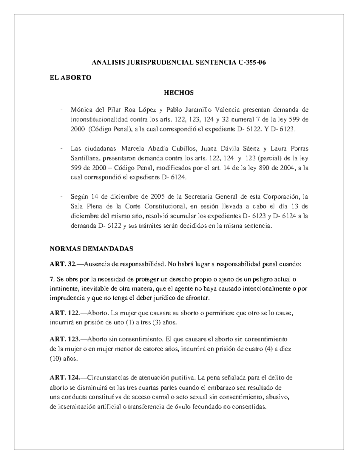 Aborto - ANALISIS JURISPRUDENCIAL SENTENCIA C-355- EL ABORTO HECHOS ...