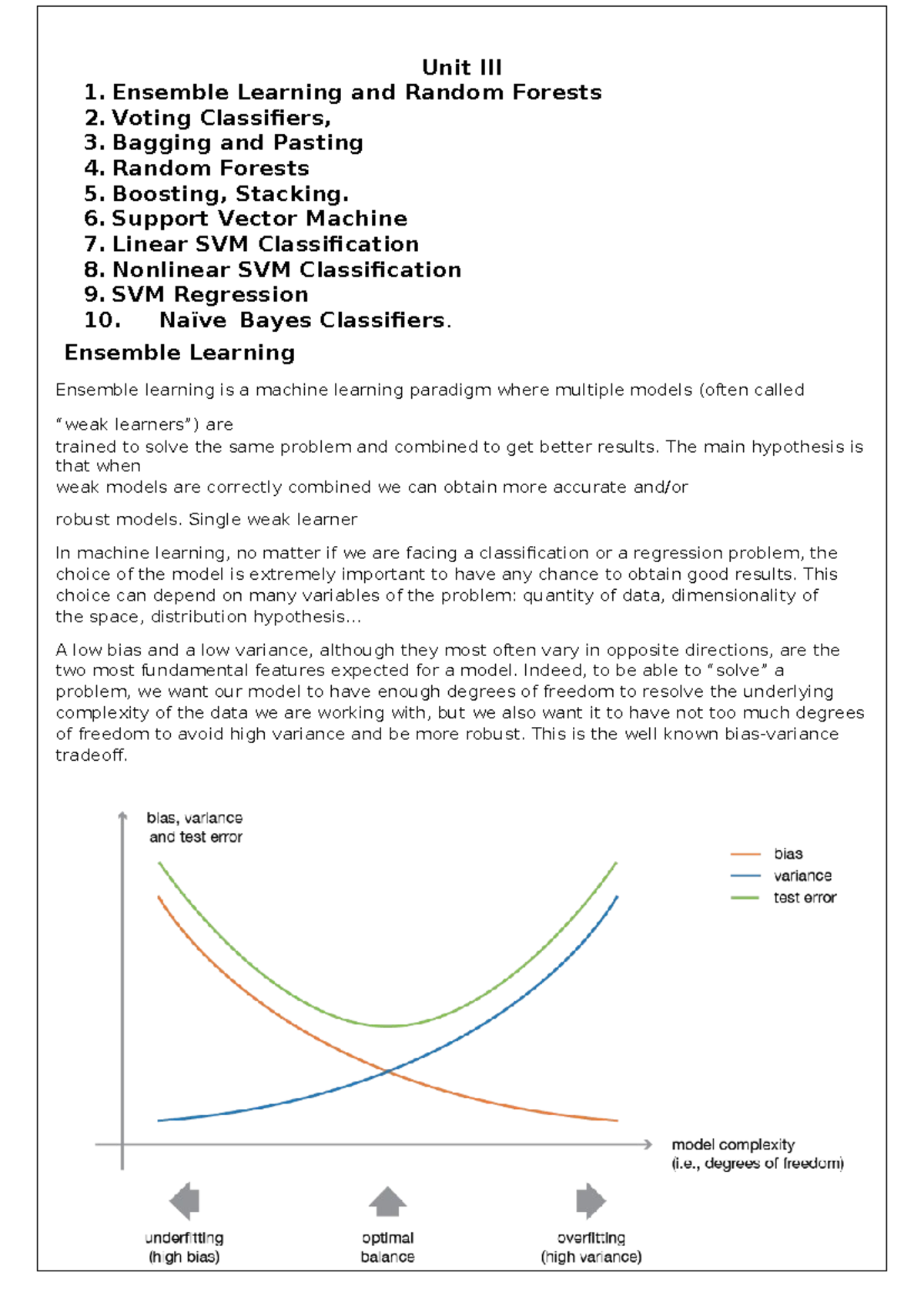 ML UNIT-III - Notes - Unit III 1. Ensemble Learning and Random Forests ...