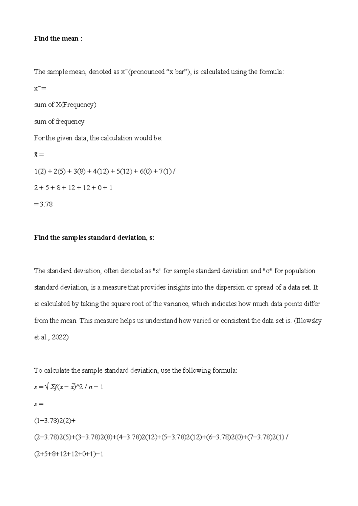 Math wa2 - Homework Unit 4 - Find the mean : The sample mean, denoted ...