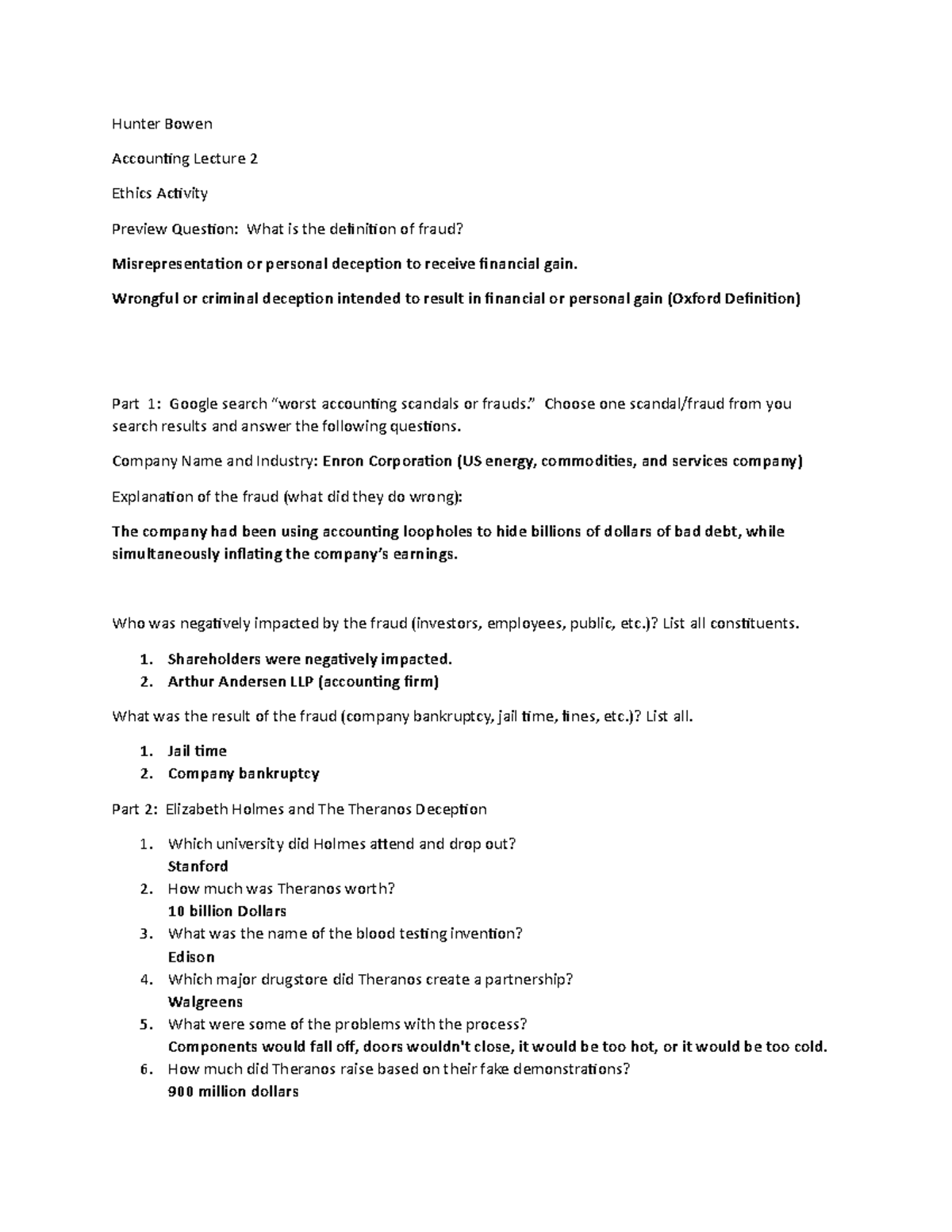 Theranos questions - Helpful notes - Hunter Bowen Accounting Lecture 2 ...