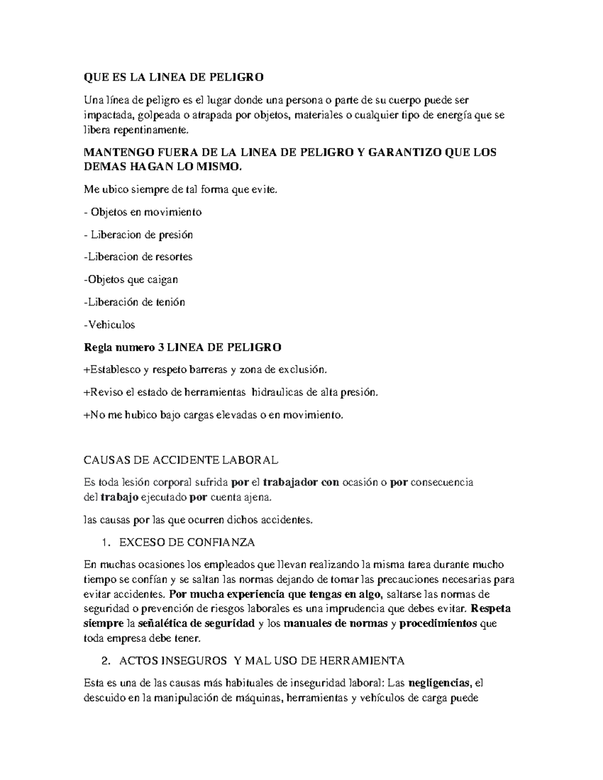 QUE ES LA Linea DE Peligro - Copia - QUE ES LA LINEA DE PELIGRO Una ...