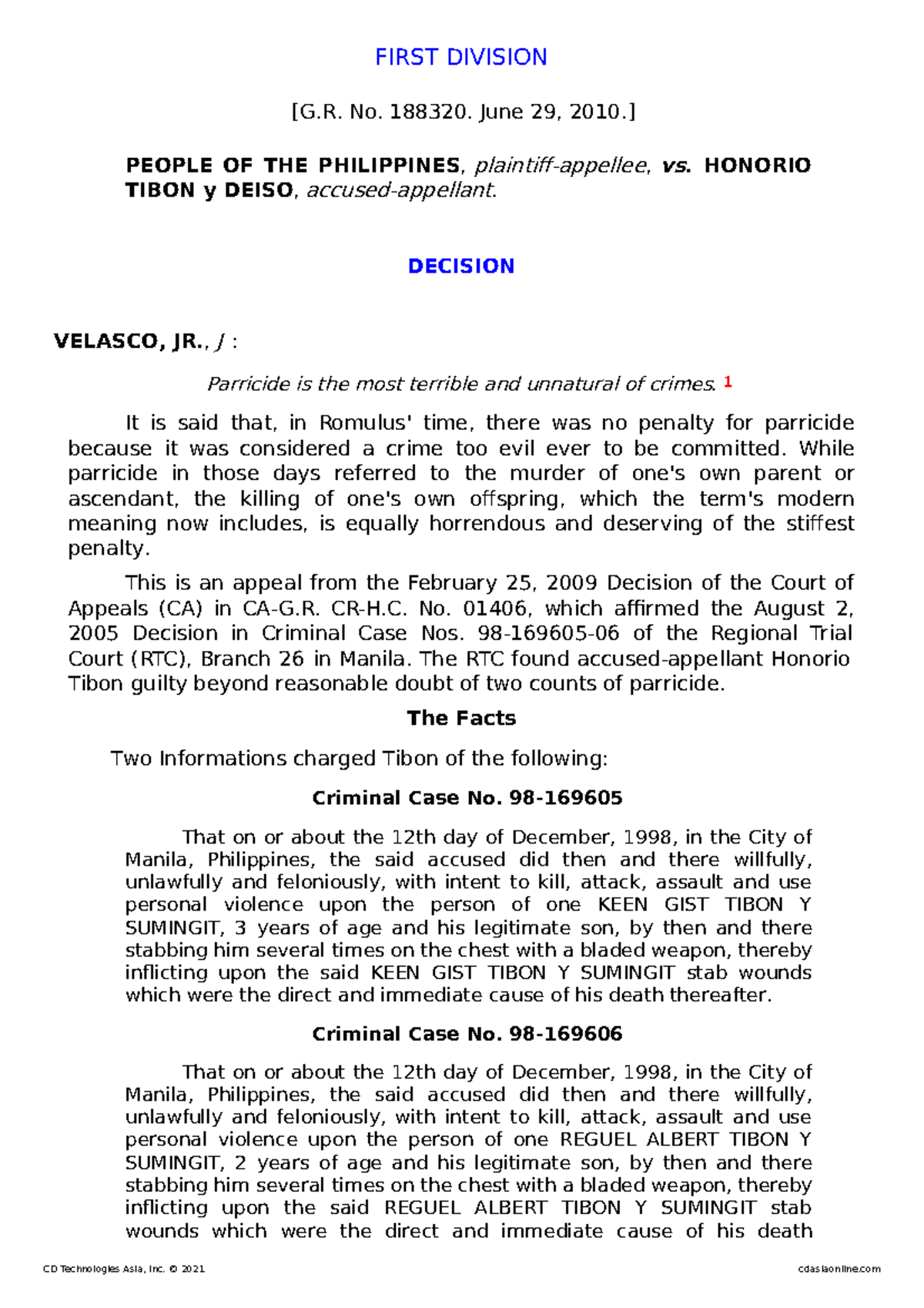 People v. Tibon - Case - FIRST DIVISION [G. No. 188320. June 29, 2010 ...