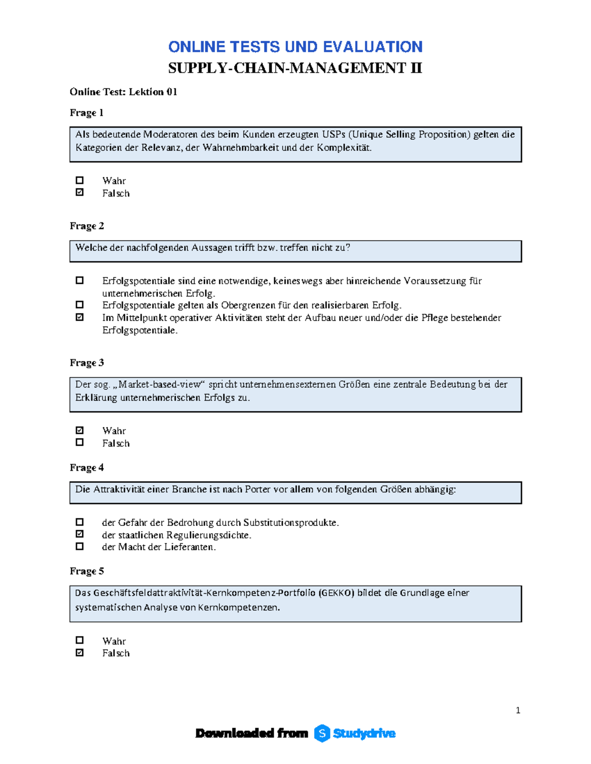 Online Tests Supply- Chain- Management II Lektion 1 - ONLINE TESTS UND ...