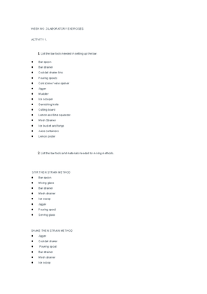 FFSO - Reviewer - Color or Pattern of Linen Consider fading Consider overlay or napkin vs. - Studocu