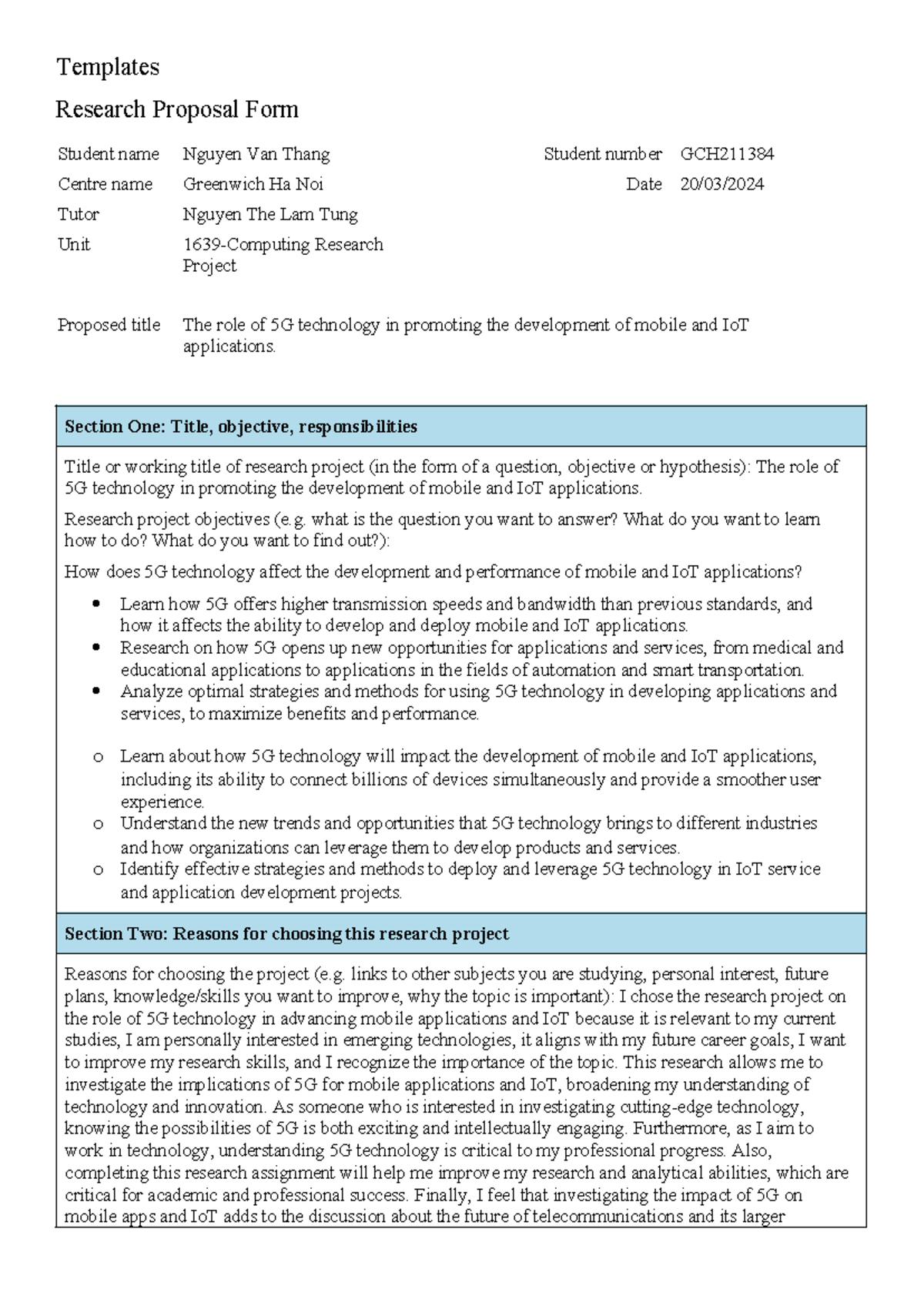 Research Proposal Form - Templates Research Proposal Form Student name ...