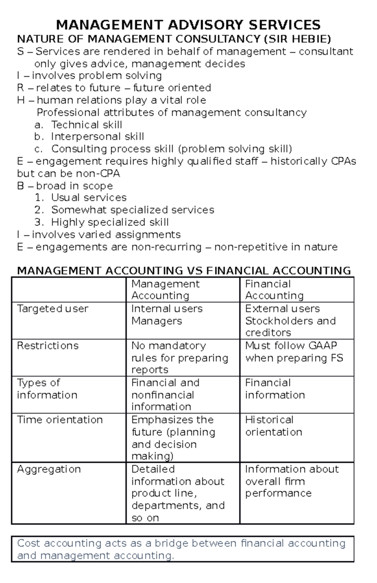 MAS - Cpale reviewer 2022 - MANAGEMENT ADVISORY SERVICES NATURE OF ...