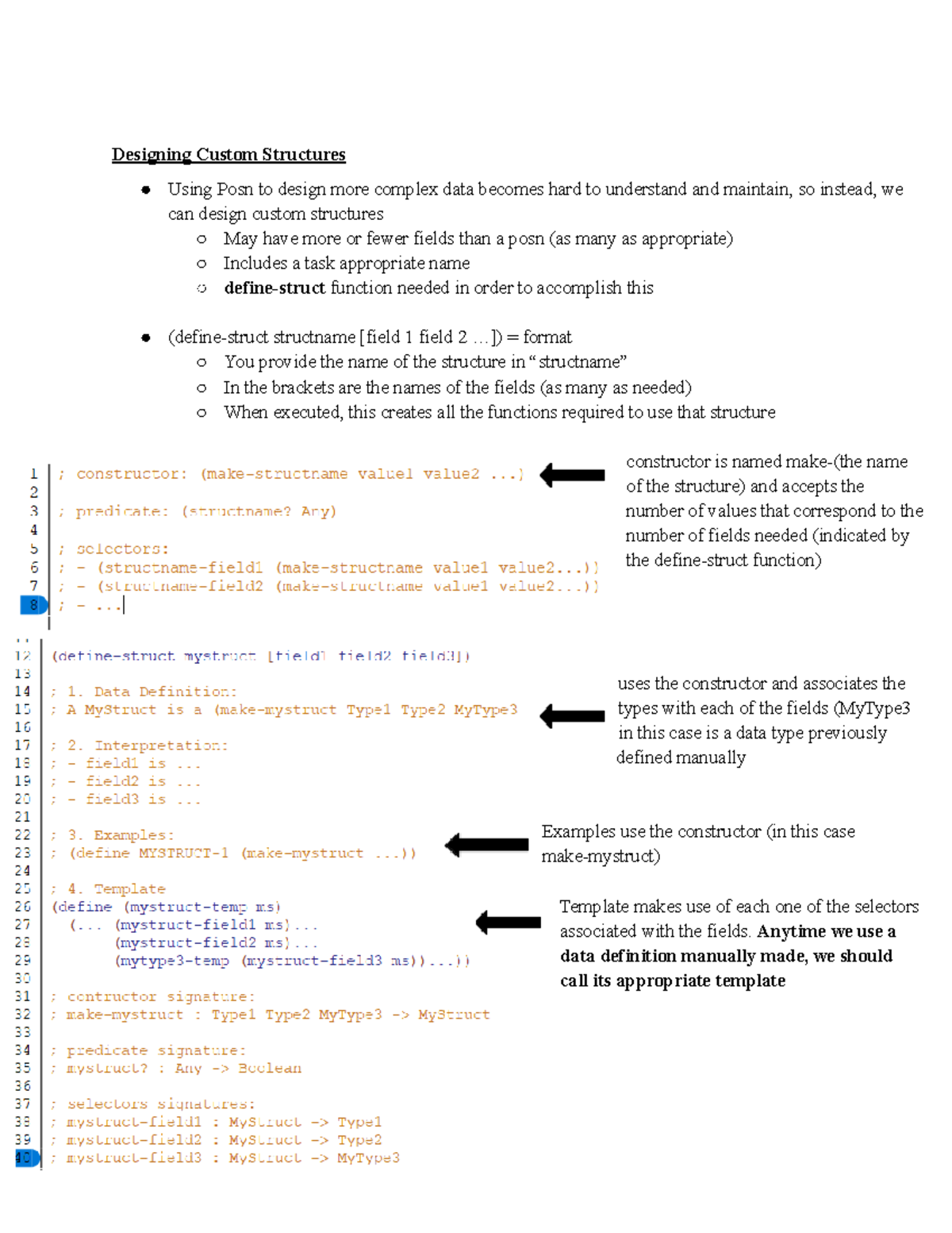 Designing Custom Structures - ..]) = format You provide the name of the ...