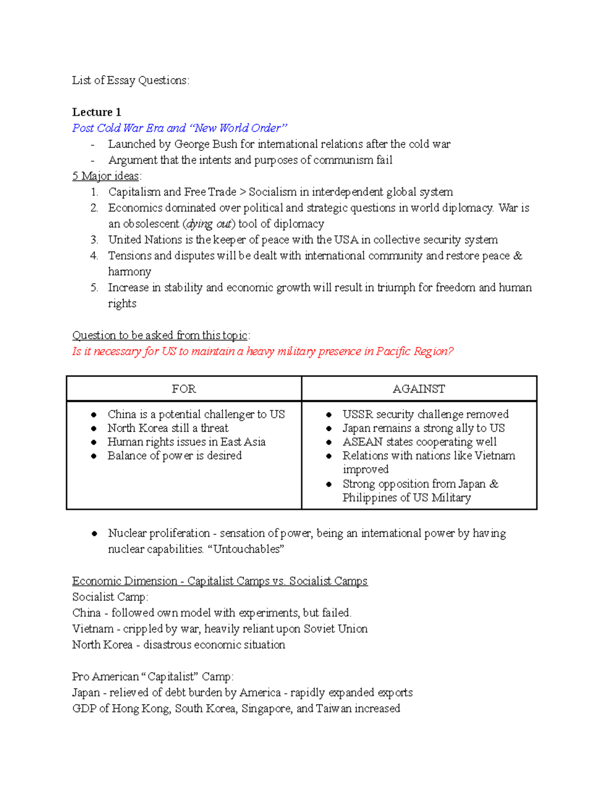 HST 444 Midterm Study Guide - List of Essay Questions: Lecture 1 Post ...