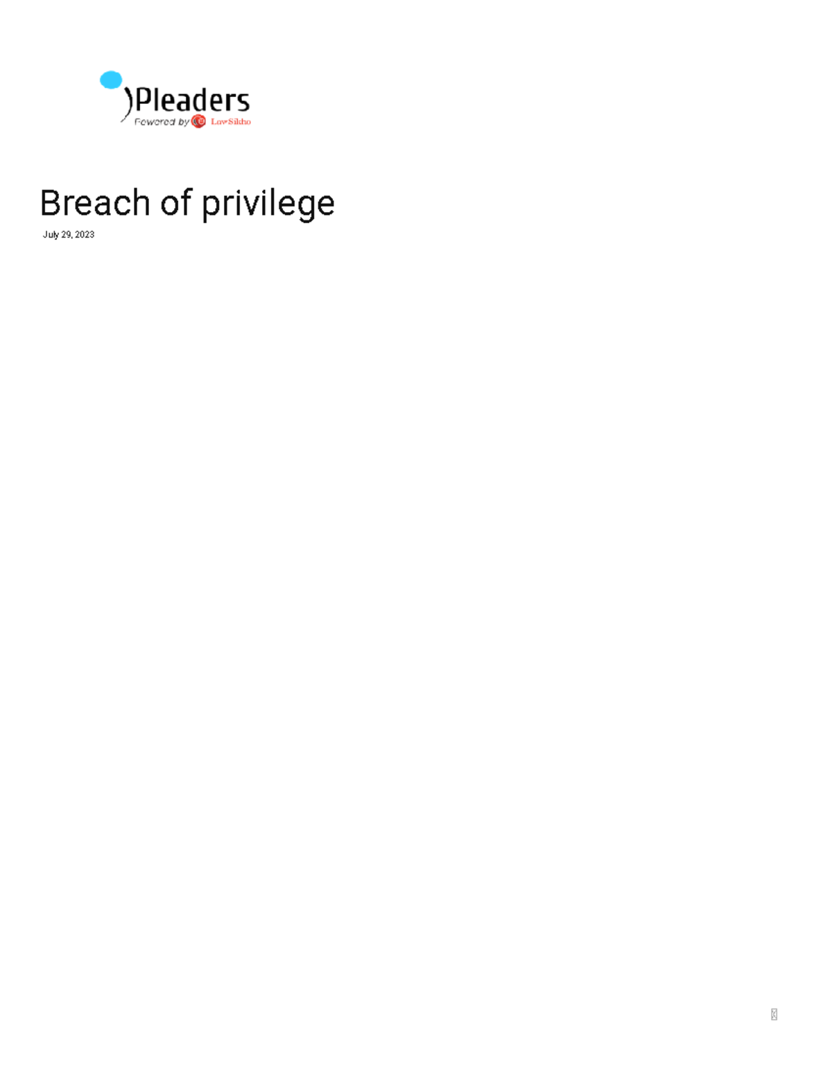 Breach of privilege - i Pleaders - Breach of privilege July 29, 2023 ...