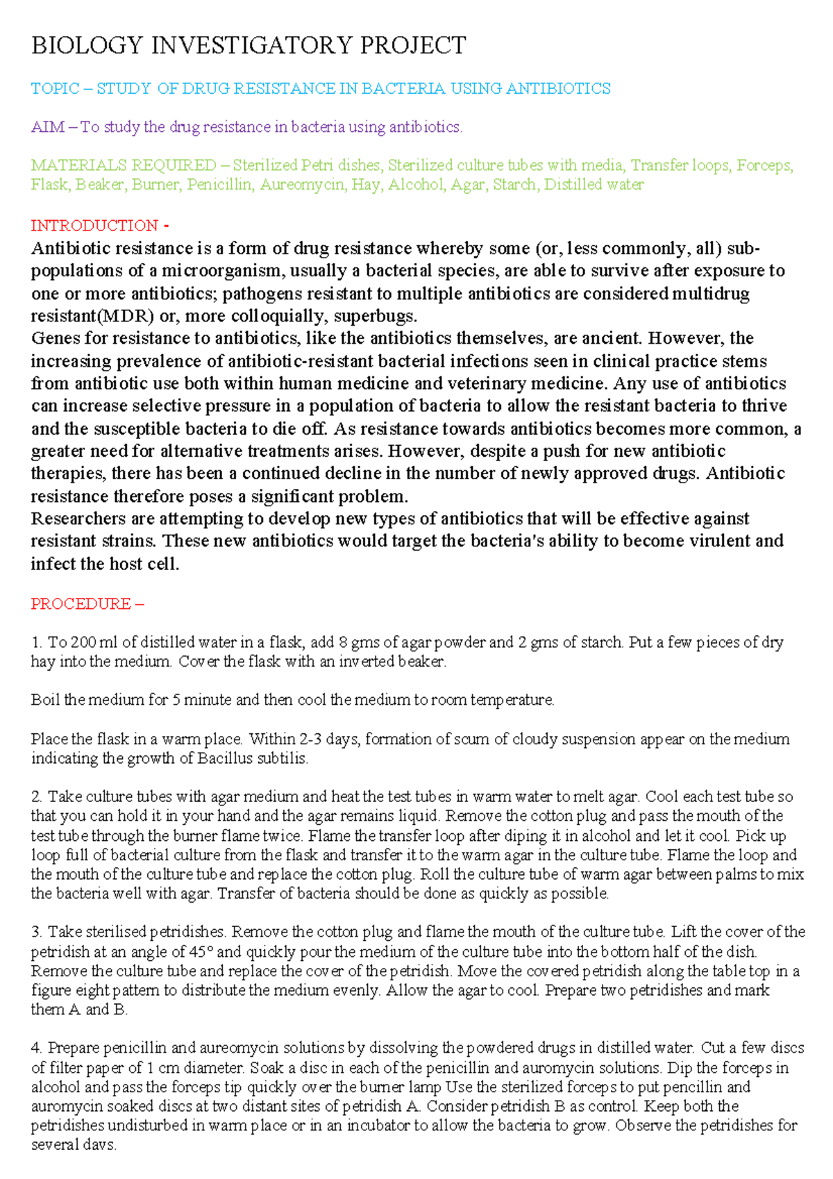 Biology Investigatory Project 2 - BIOLOGY INVESTIGATORY PROJECT TOPIC ...