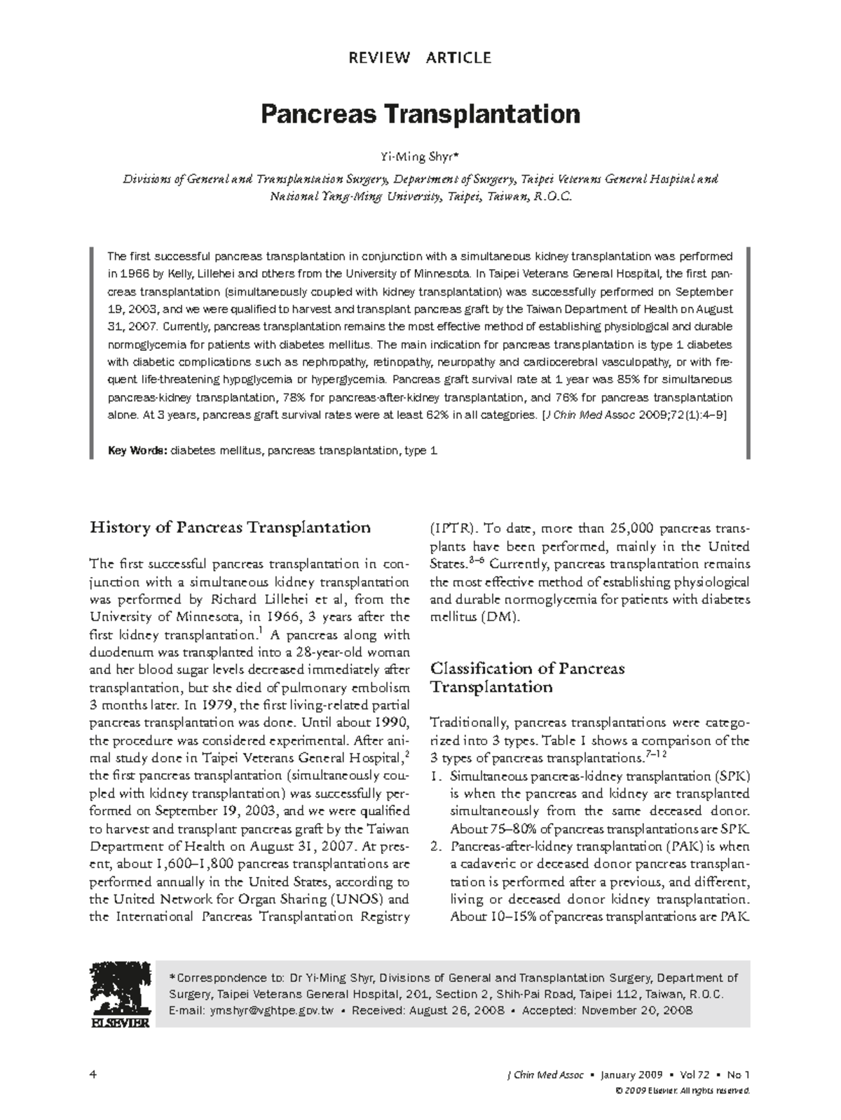 Pancreas article - 4 J Chin Med Assoc • January 2009 • Vol 72 • No 1 ...