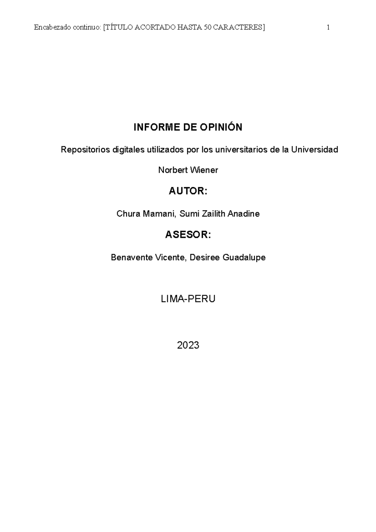 Informe+de+estrategias - Encabezado continuo: [TÍTULO ACORTADO HASTA 50 ...