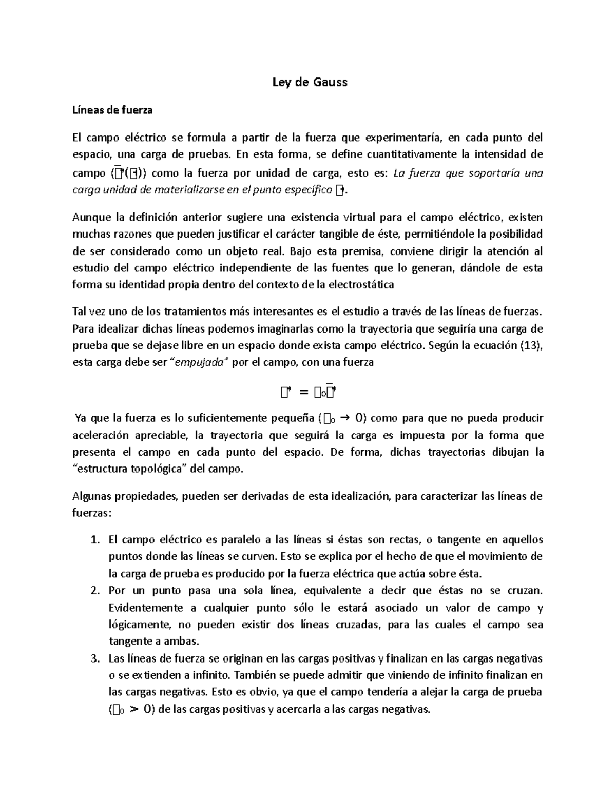 Ley de Gauss - fsfsdf - Ley de Gauss Líneas de fuerza El campo ...