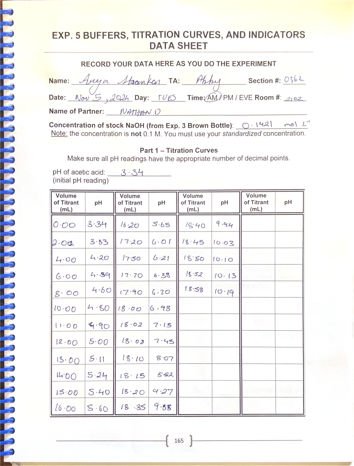 EXP. 5 Buffers, Titration Curves, AND Indicators - EXP. 5 BUFFERS, TITRATION CURVES, AND ...