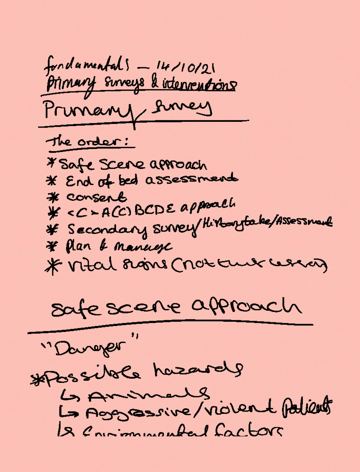 Primary survey 141021 - Paramedic science class notes - fundamental l ...