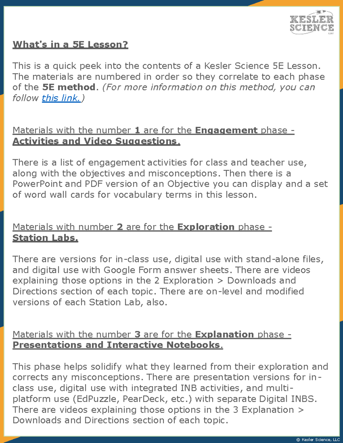- READ First What is in a Kesler Science 5E Lesson - © Kesler Science ...