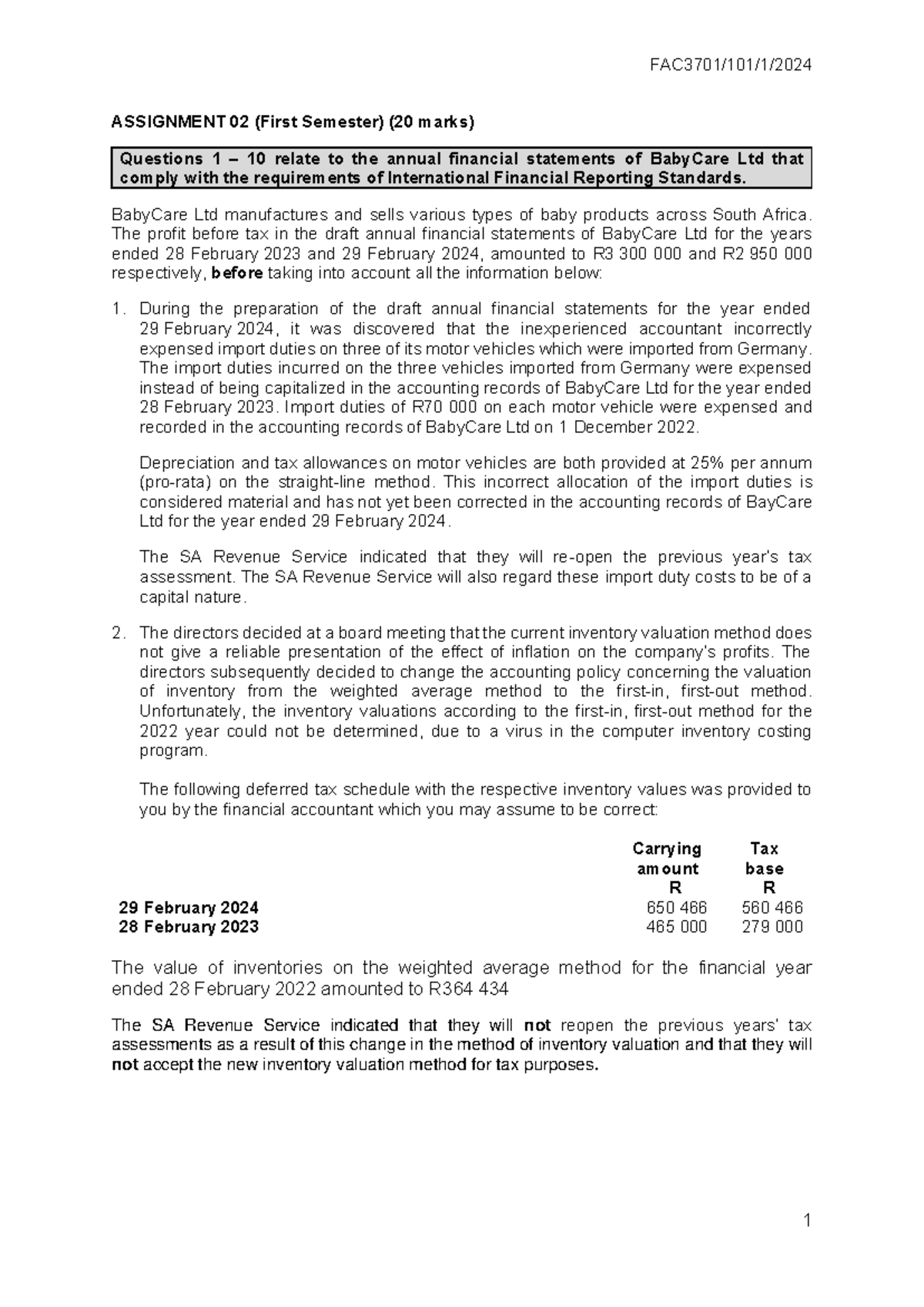 Assignment 02 S1 2024 Questions - ASSIGNMENT 02 (First Semester) (20 marks) Questions 1 – 10 ...