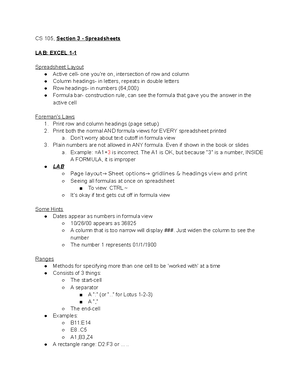 Ex 7 - Spreadsheets - Creating a Graph - Exercise: Graphing Data CS105: Introduction to ...