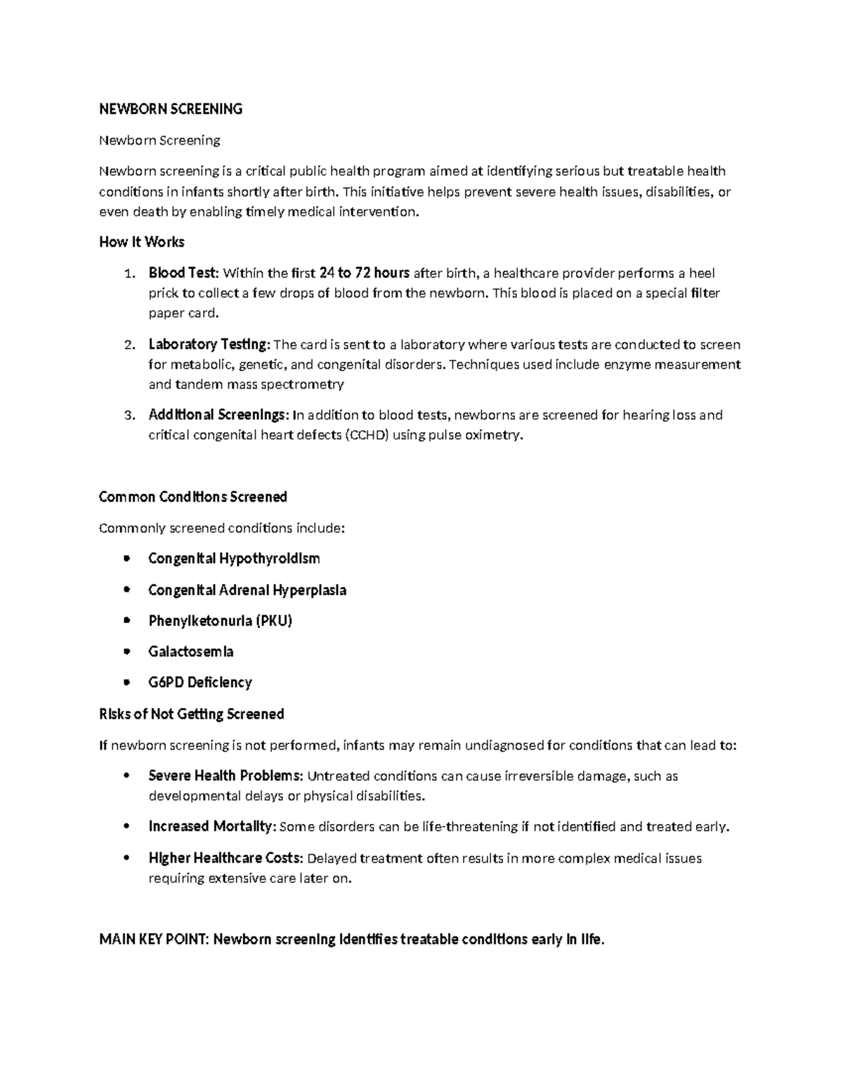 Newborn Screening - NEWBORN SCREENING Newborn Screening Newborn ...