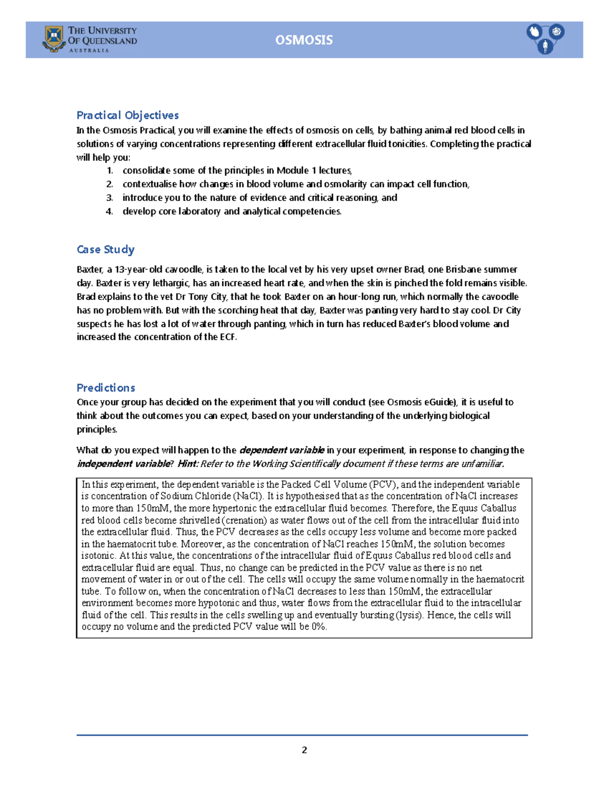 Osmosis Lab Report - Practical Objectives In the Osmosis Practical, you ...