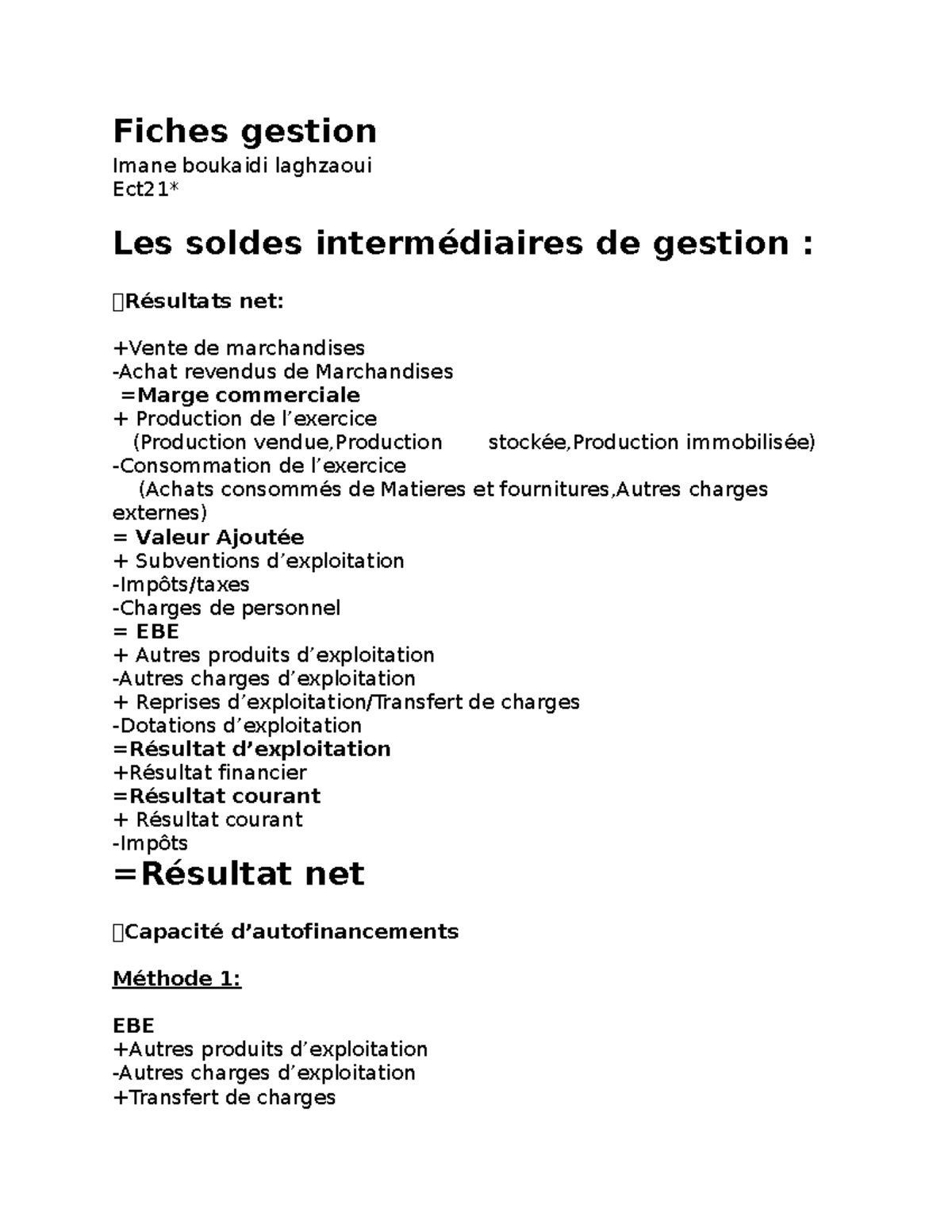 Gestion - rien - Fiches gestion Imane boukaidi laghzaoui Ect21* Les ...