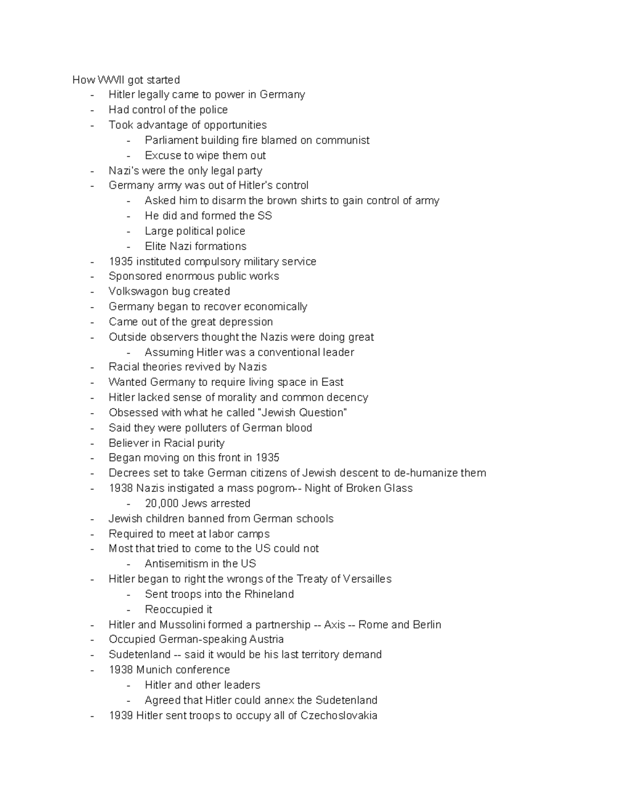 World Civ 2 Unit 4 - Lecture notes Unit 4 lectures - How WWII got ...