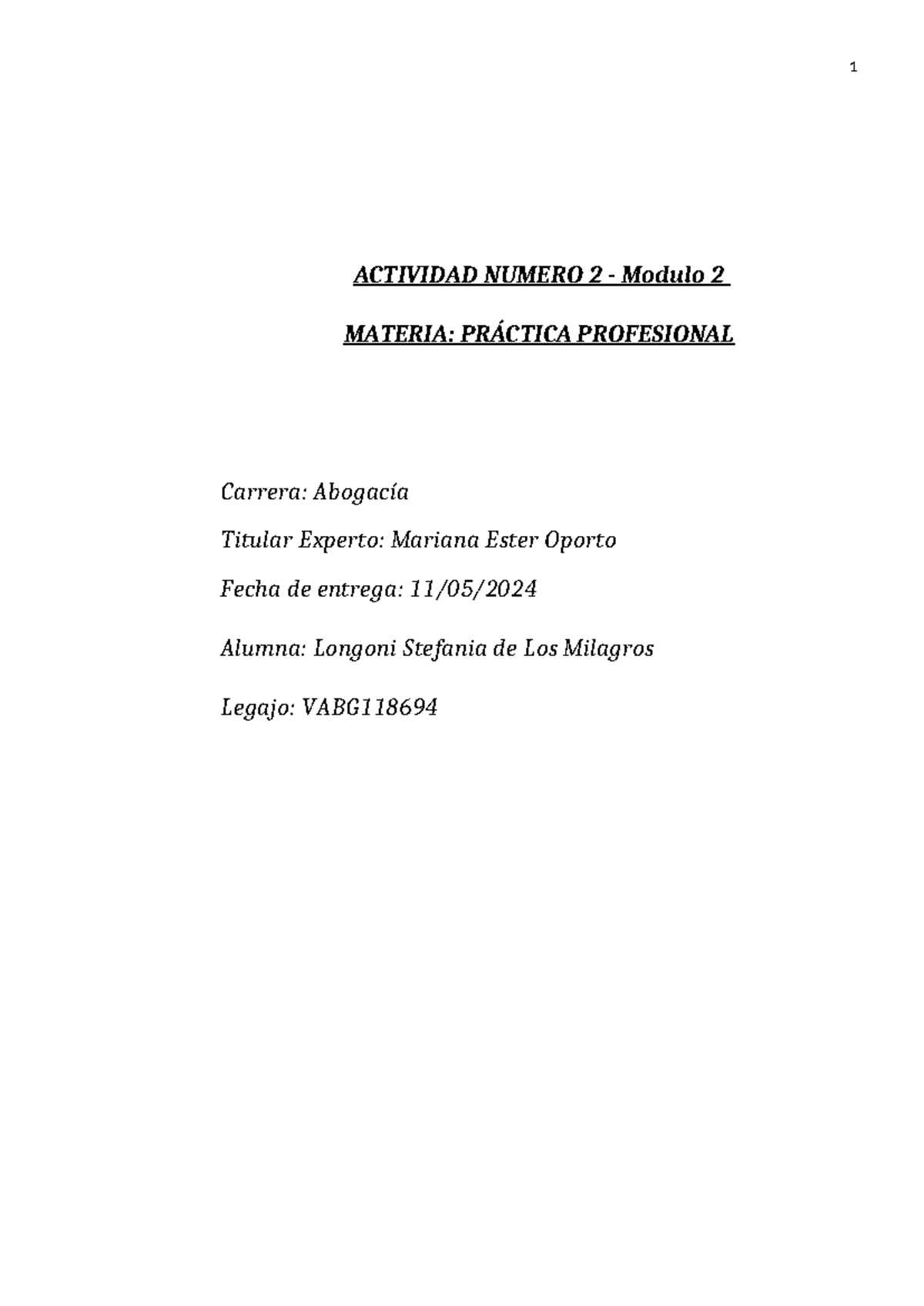 PRÁ Ctica Profesional 2ARE - SL - ACTIVIDAD NUMERO 2 - Modulo 2 MATERIA ...