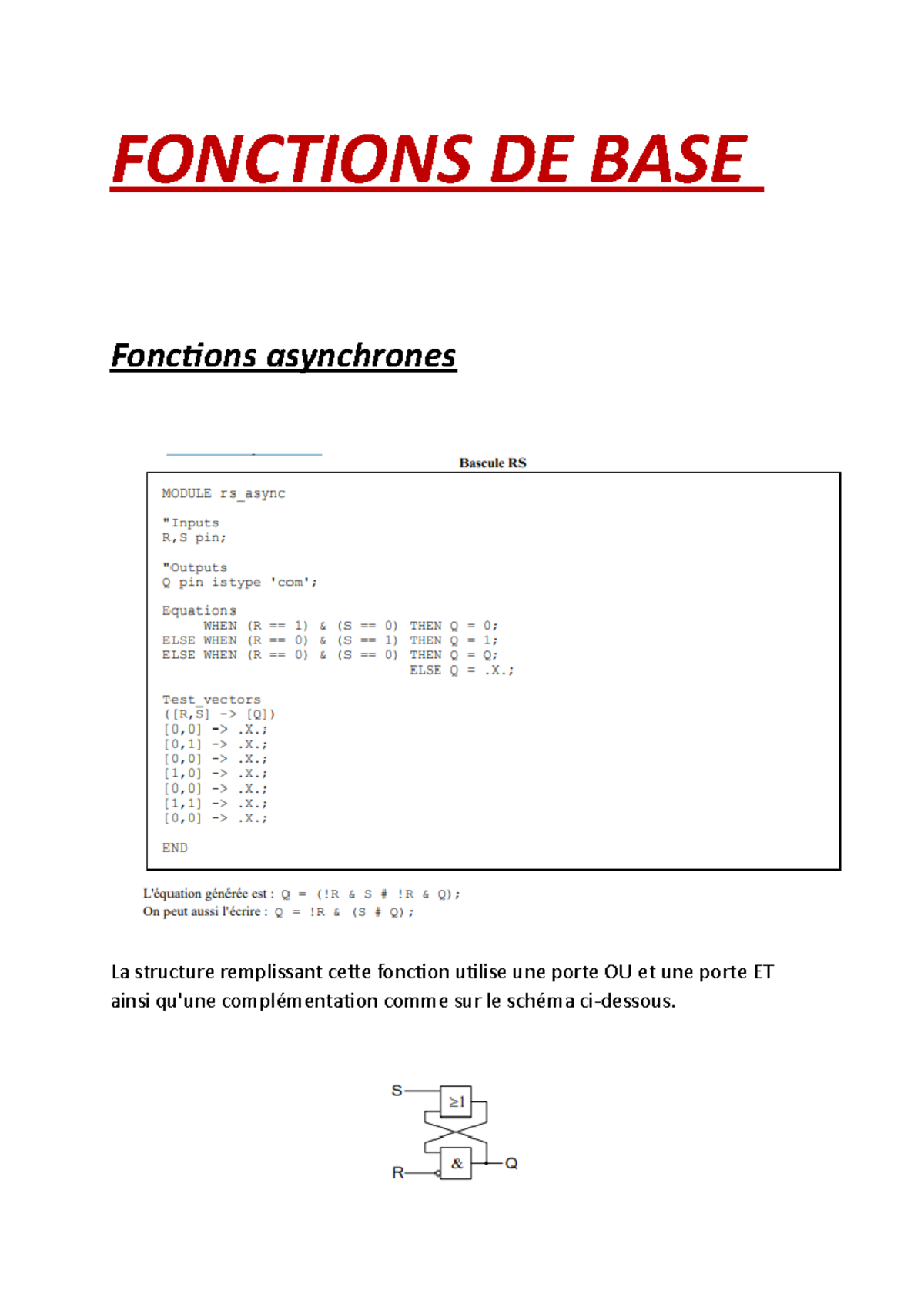 Fonctions DE BASE - FONCTIONS DE BASE Fonctions asynchrones La structure remplissant cette ...