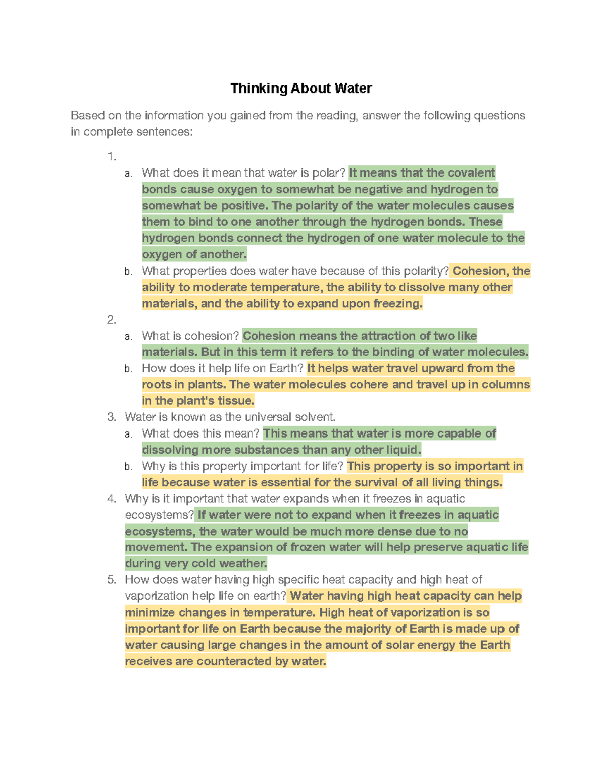 T.Crocker U1 Discovery Education Thinking About Water - Thinking About ...