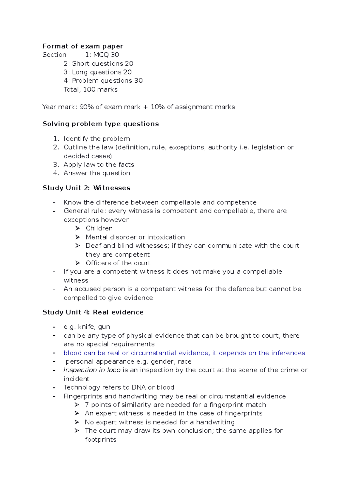 EVI3702 Discussion Class notes - Format of exam paper Section 1: MCQ 30 ...