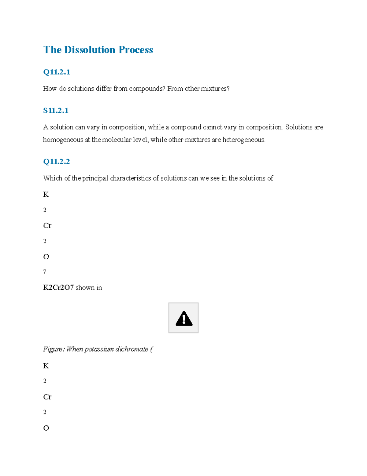 Chem 101 Lec 54 Dissolution Excercise - The Dissolution Process Q11 ...