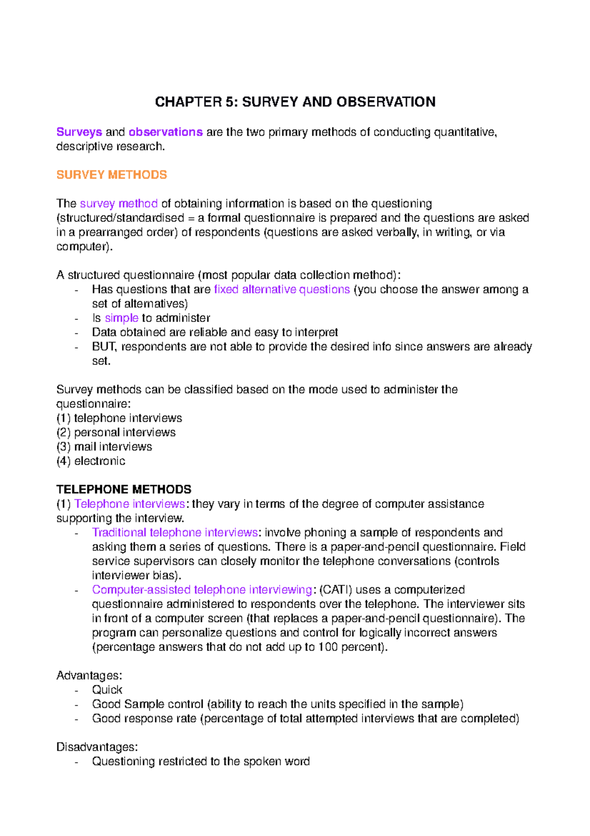 05 Survey and Observation - CHAPTER 5: SURVEY AND OBSERVATION Surveys ...