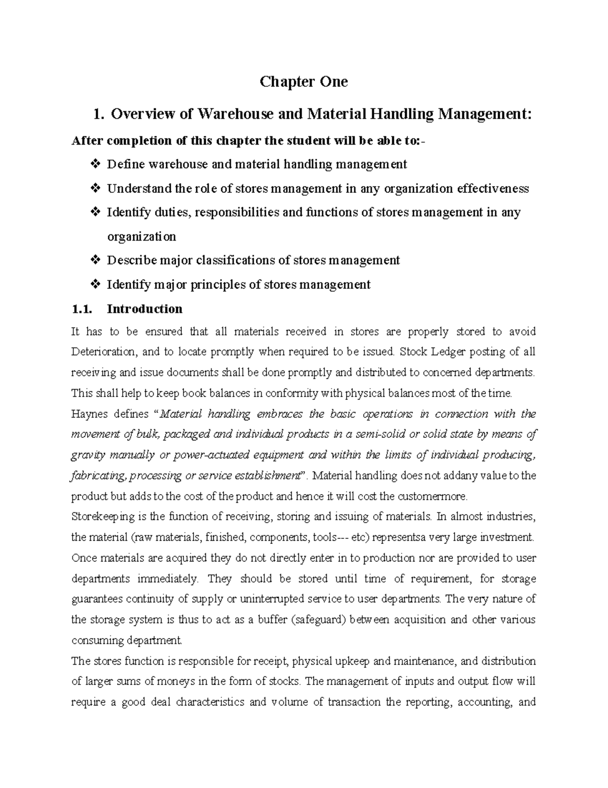 Warehouse chapter 1 doc - Chapter One 1. Overview of Warehouse and ...
