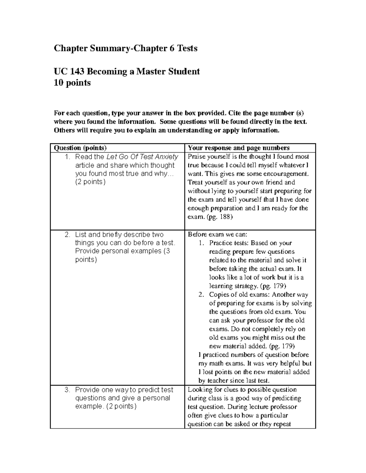 Chapter 6 summary - Grade: b - Chapter Summary-Chapter 6 Tests UC 143 ...