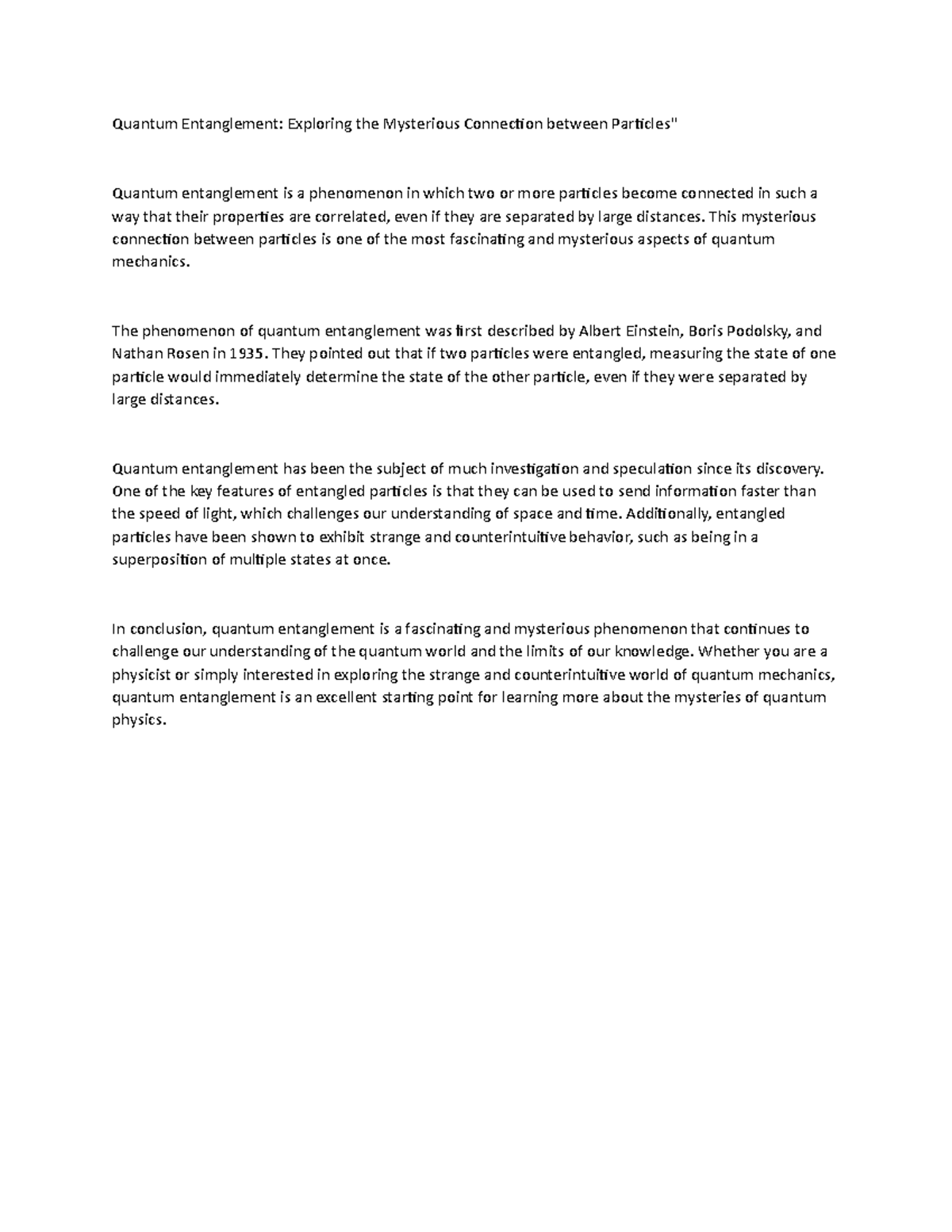 Quantum Entanglement - Assignments - Quantum Entanglement: Exploring ...