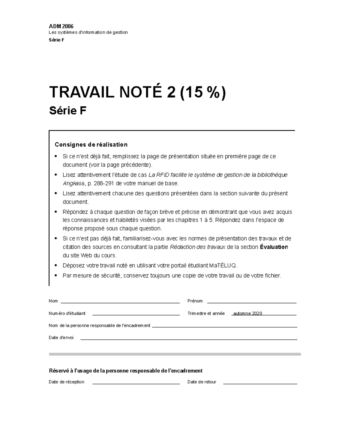 ADM2006 TN2-F ADM2006 système d'information de gestion très bonne note A - ADM 2006 Les systèmes ...