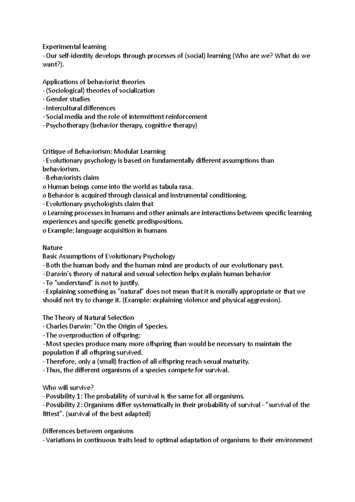 Experimental learning - Experimental learning Our self-identity ...