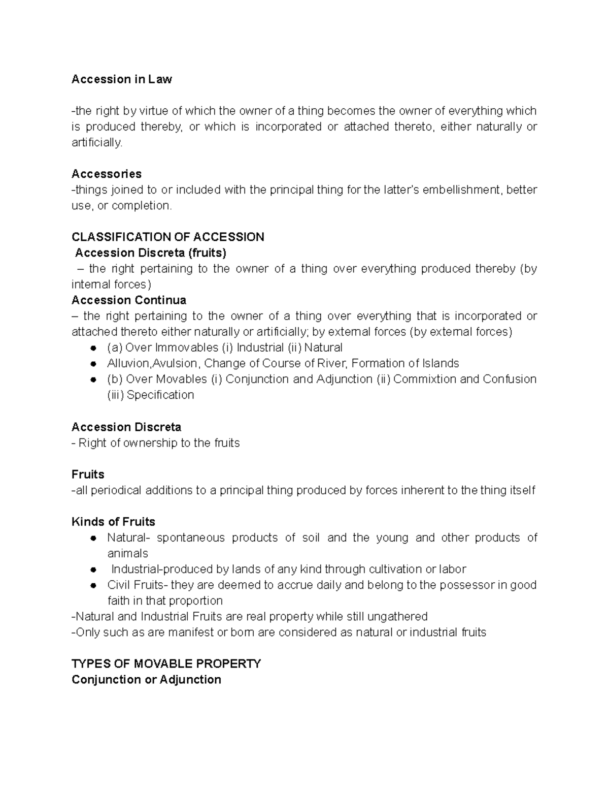 Business Law-Accession- Notes - Accession in Law -the right by virtue ...