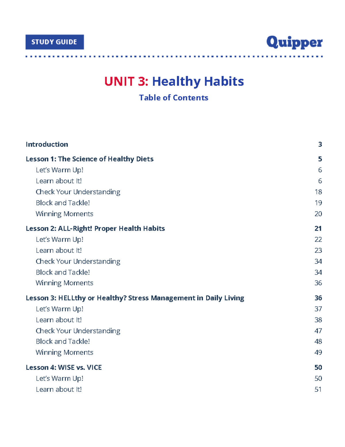 Unit 3 Healthy Habits - LTUR NOTS - UNIT 3: Healthy Habits Introduction ...