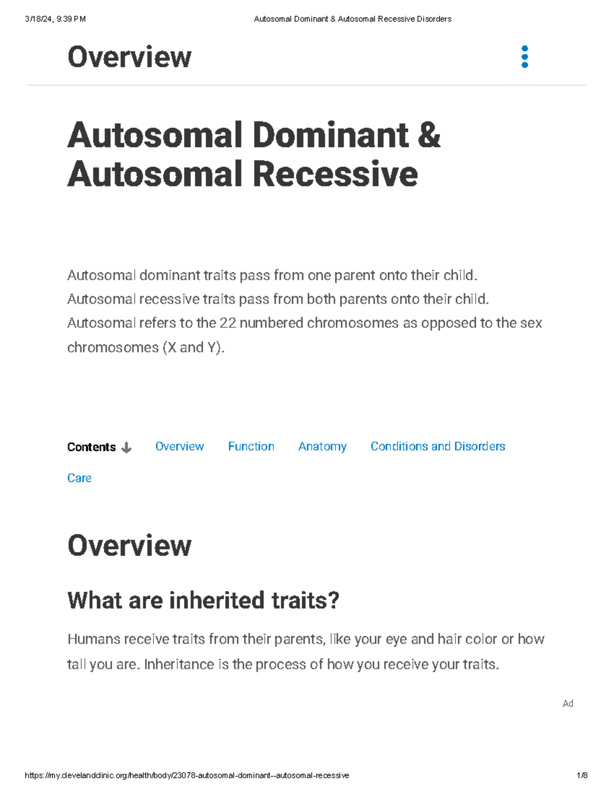 Autosomal Dominant & Autosomal Recessive Disorders - Autosomal Dominant ...
