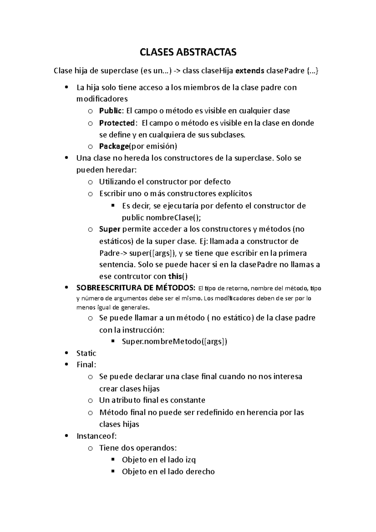 Poo herencia clases abstractas e interfaces - CLASES ABSTRACTAS Clase hija de superclase (es un ...