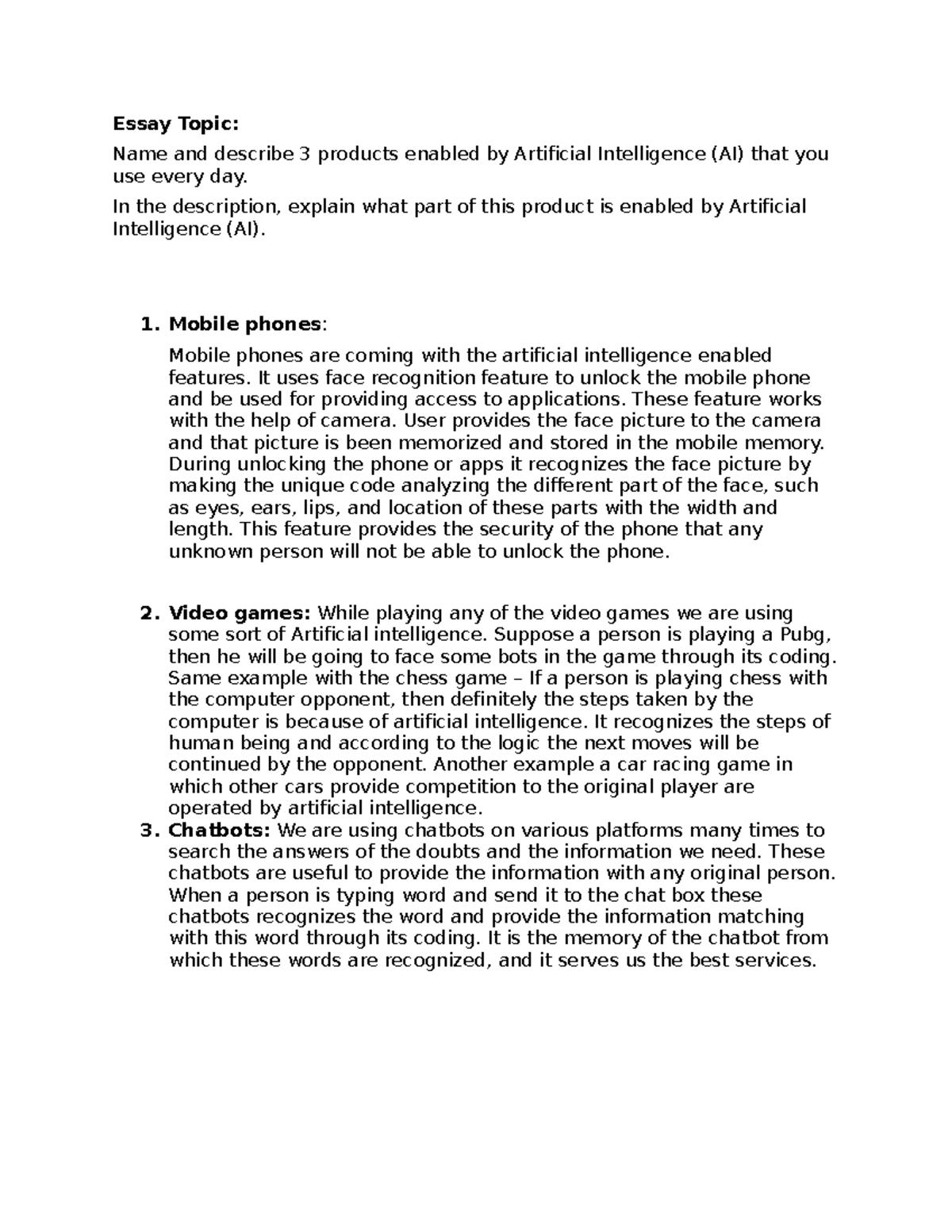 Assignments 4 - emerging technologies - Essay Topic: Name and describe ...