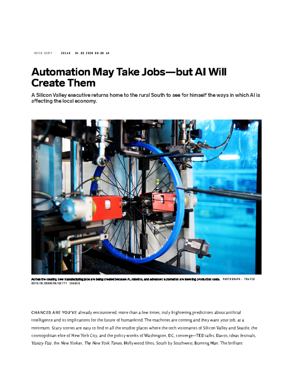 Unit 5 Bloomberg Automation will destroy jobs but AI will create others ...