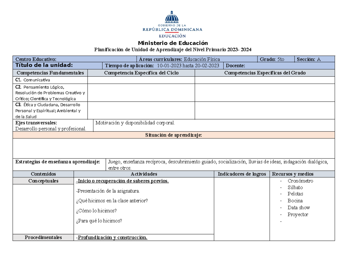 Original - Modelo de Planificación de Unidad y Diarea del Nivel ...