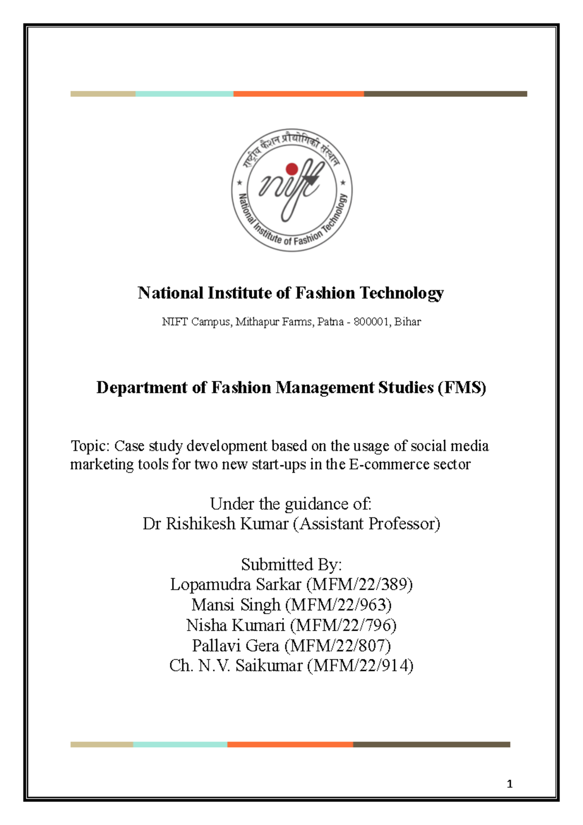 DMA Final DOC Print - DMA assignment - National Institute of Fashion ...