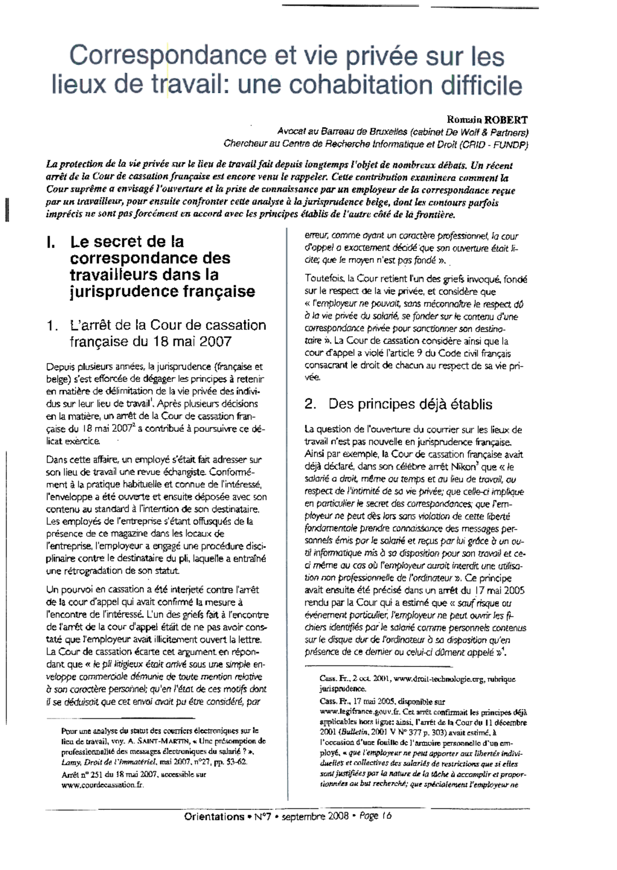 Correspondance - notes de cours - Romain ROBERT Avocat au Barreau de ...
