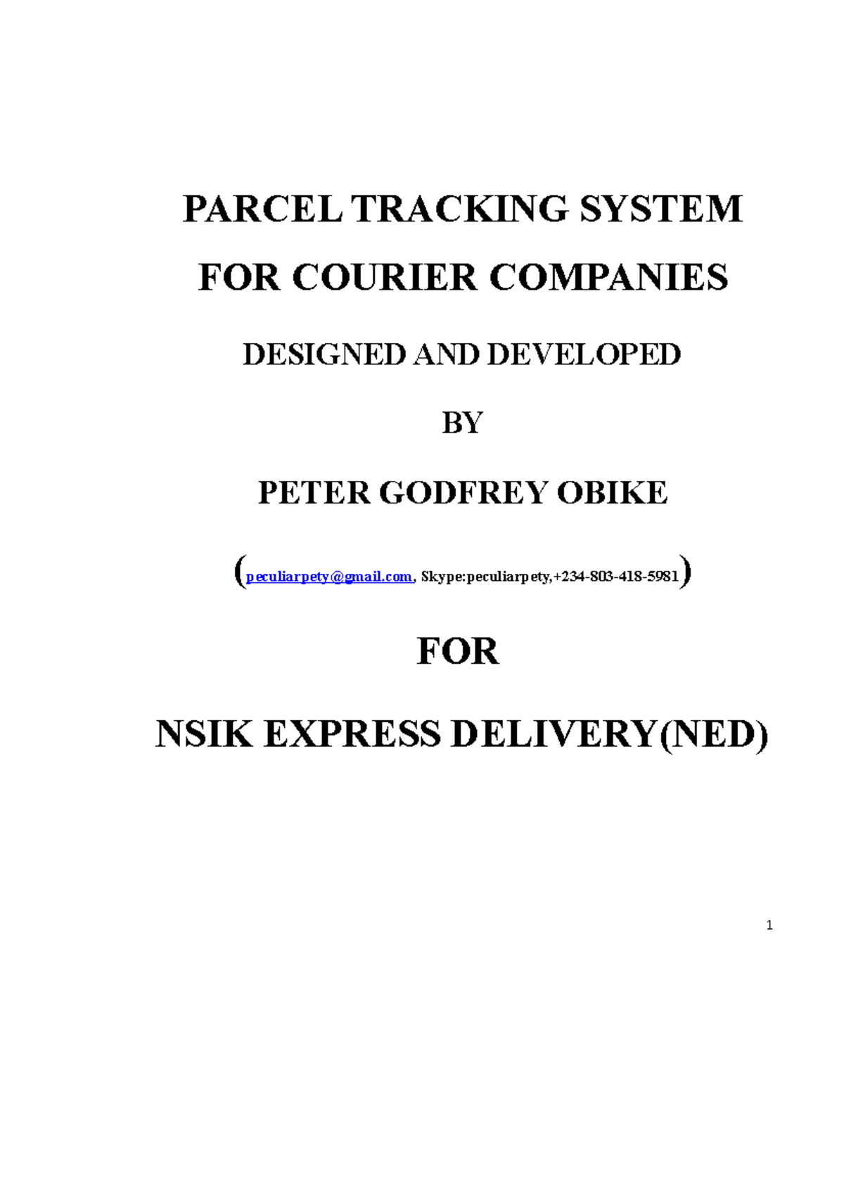 Parcel Tracking System FOR Courier Compa - PARCEL TRACKING SYSTEM FOR ...