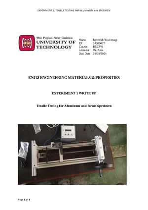 EN122 lab 1 - Simple roof truss analysis - PNG UNIVERSITY of TECHNOLOGY ...