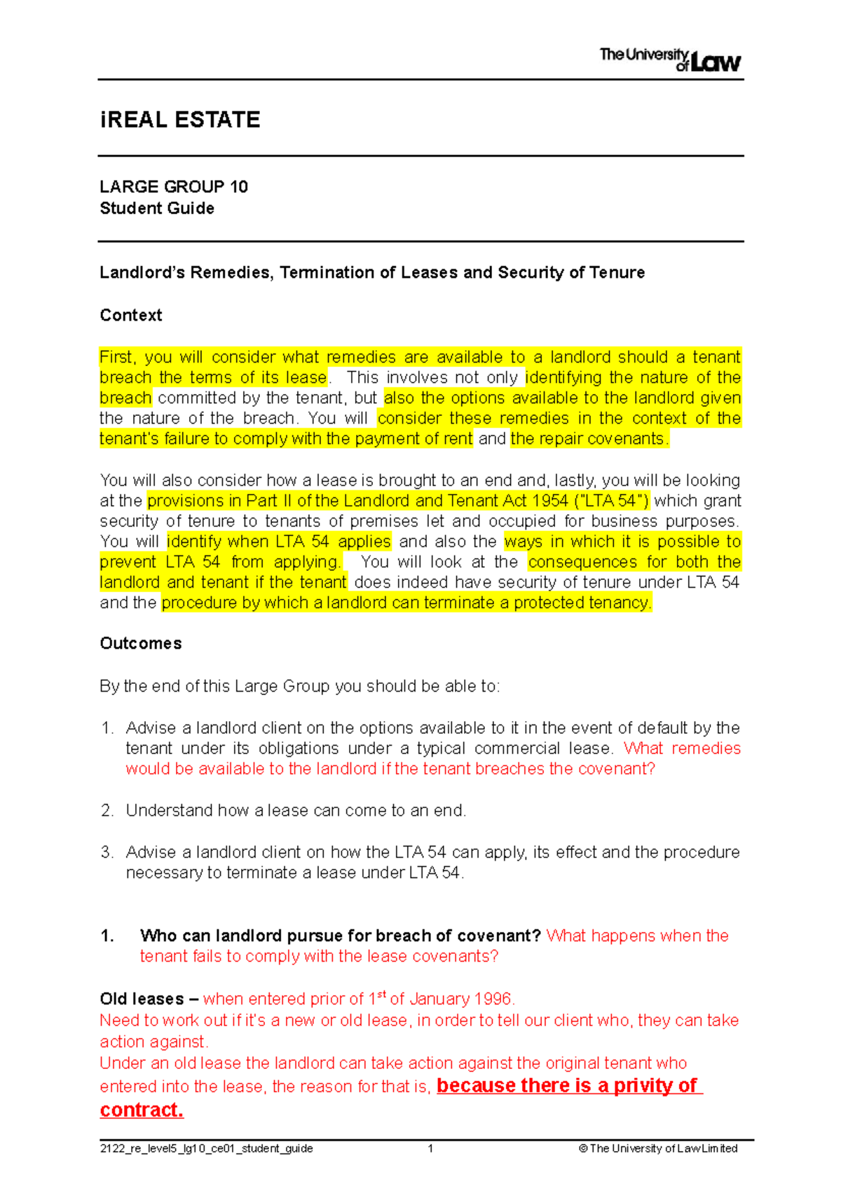 Realestate LG10 - descriptive lecture notes for unit 10 real estate ...